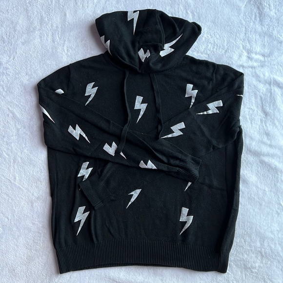 Aqua | Sweaters | Aqua Black Lightning Bolt Hoodie Sweater | Poshmark